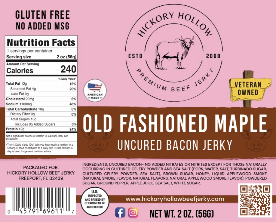 MAPLE BACON JERKY – Hickory Hollow Beef Jerky