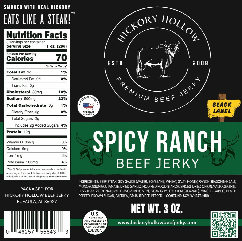 SPICY RANCH BEEF JERKY – Hickory Hollow Beef Jerky